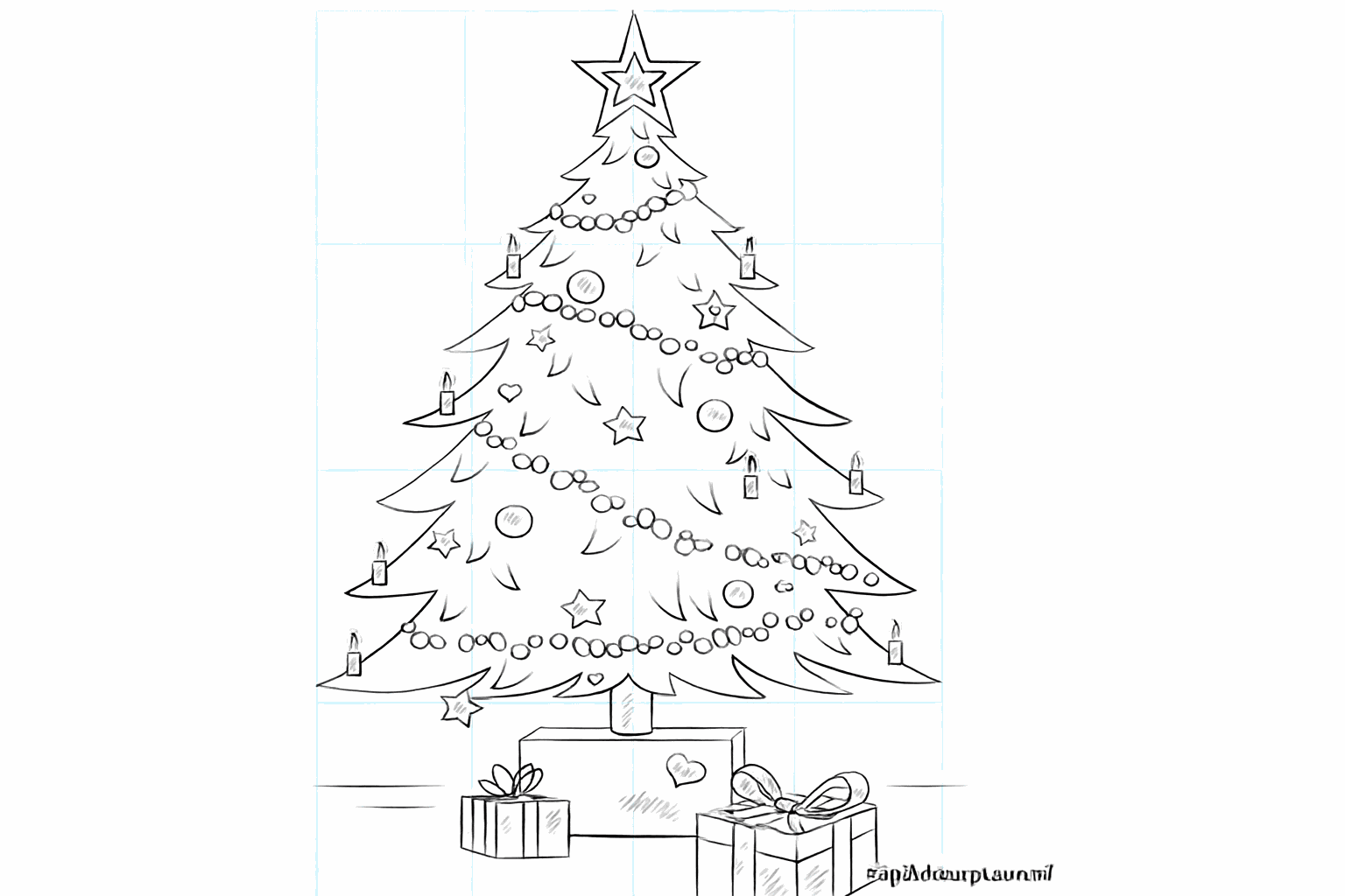 Drawing a beautiful Christmas tree yourself - Print
